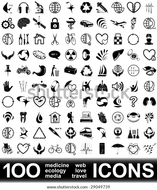 100 iconos vectoriales. ALTA RESOLUCIÓN.: vector de stock (libre de ...