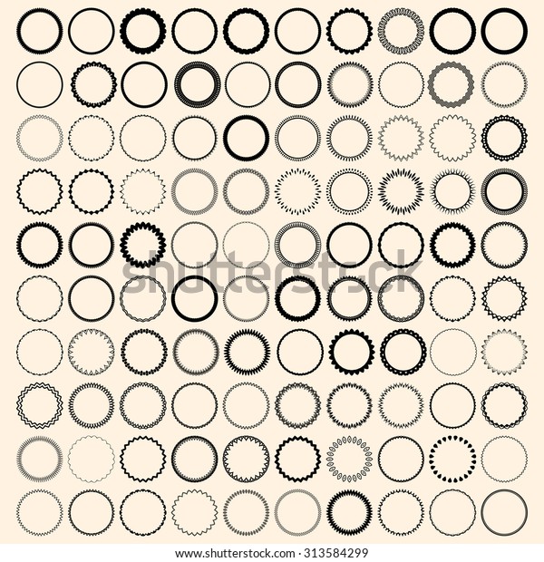 100 Vintage Round Borders Set Circle Stock Vector (Royalty Free ...