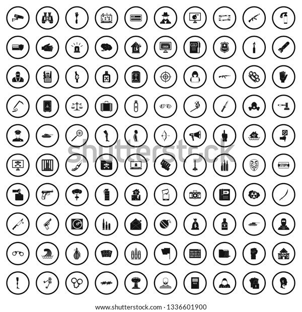 100 Violation Icons Set Simple Style Stock Vector (Royalty Free ...
