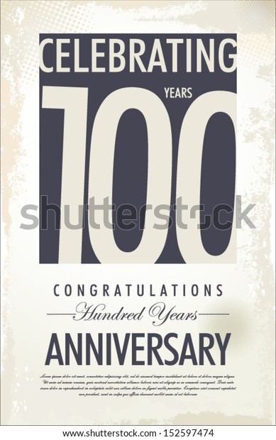 100 Years Anniversary Retro Background Stock Vector (Royalty Free ...
