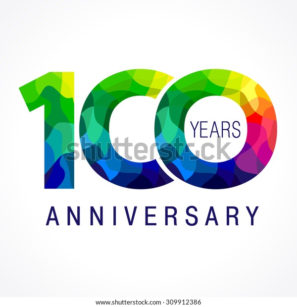 100 years old celebrating colored logo. Anniversary year of 100 th ...