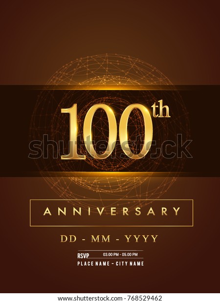 100th Anniversary Poster Design On Golden Stock Vector (Royalty Free ...