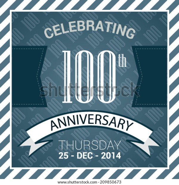100th Anniversary Poster Template Design Retro Stock Vector (Royalty ...