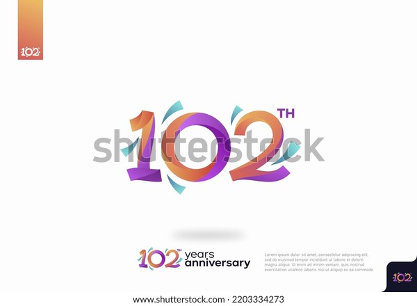 102 Year Anniversary Design Template Stock Vector (Royalty Free) 2203334273 | Shutterstock