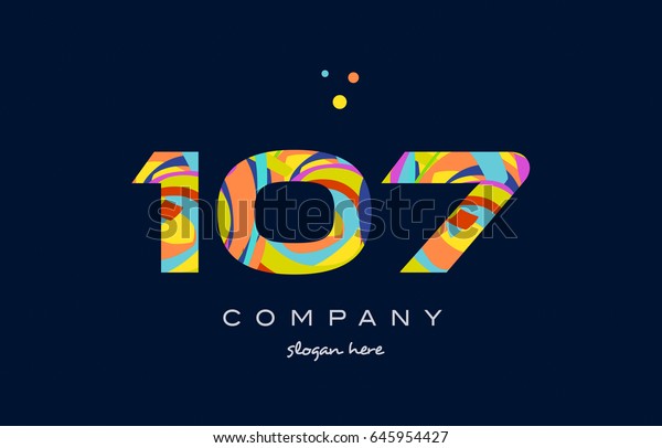 107 Number Digit Numeral Logo Colored Stock Vector (Royalty Free ...