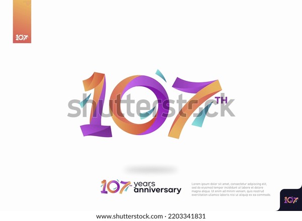 107 Year Anniversary Design Template Stock Vector (Royalty Free ...