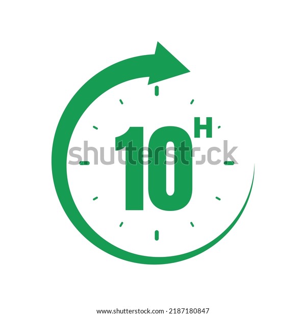 10hours Icon Symbol Green Time Oclock Stock Vector (Royalty Free ...