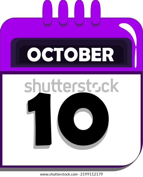 10th October Calendar Date Number Ten Stock Vector (Royalty Free ...