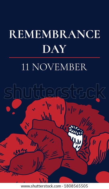 11 November Remembrance Day Vertical Design Stock Vector (Royalty Free ...