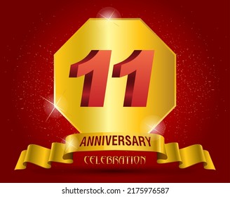 11 Years Anniversary Logo Template Red Stock Vector (Royalty Free ...