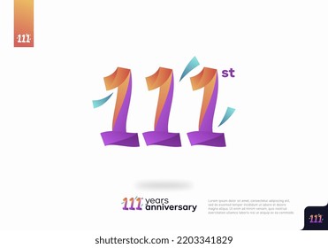 111 Year Anniversary Design Template Stock Vector (Royalty Free) 2203341829 | Shutterstock
