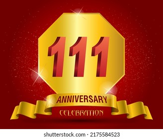 111 Years Anniversary Logo Template Red Stock Vector (Royalty Free ...