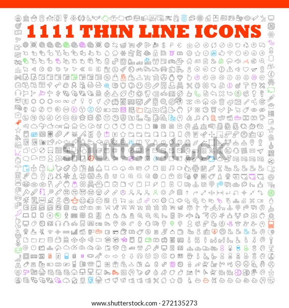 1111 Thin Line Icons Exclusive Xxl Stock Vector (Royalty Free ...