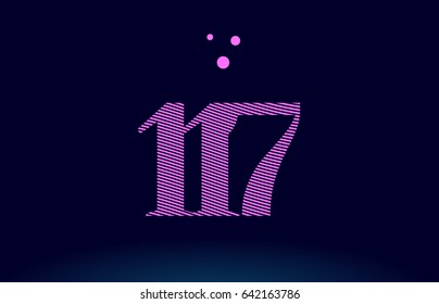117 Number Digit Logo Pink Line: vector de stock (libre de regalías ...