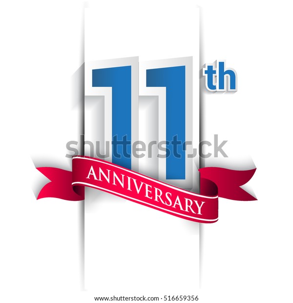 11th Anniversary Logo Blue Red Colored Stock Vector (Royalty Free ...