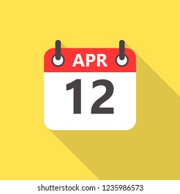 12 April Calendar Flat Style Icon Stock Vector (Royalty Free ...