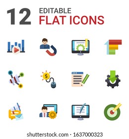 12 Content Flat Icons Set Isolated Stock Vector (Royalty Free ...