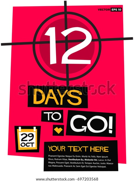 12 Days To Go Retro Poster With Text Box Template