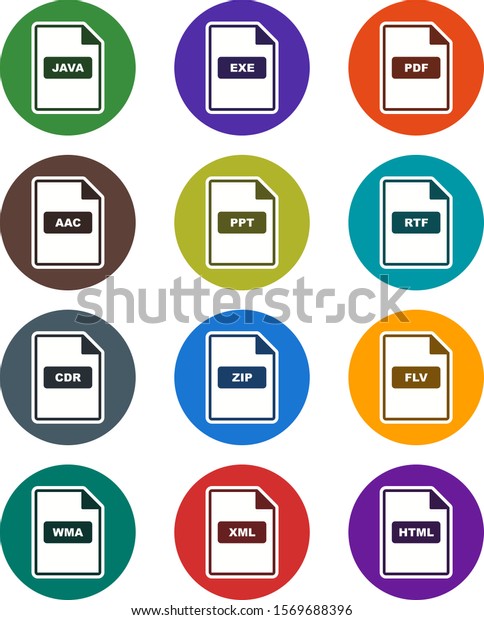 12 File Formats Icons Sheet Isolated Stock Vector (Royalty Free ...