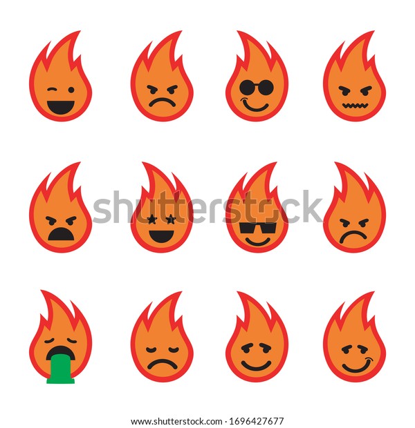 12 émoticônes de feu image vectorielle. : image vectorielle de stock ...
