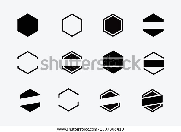 12 Hexagon Shapes Labels Badges Stock Vector (Royalty Free) 1507806410