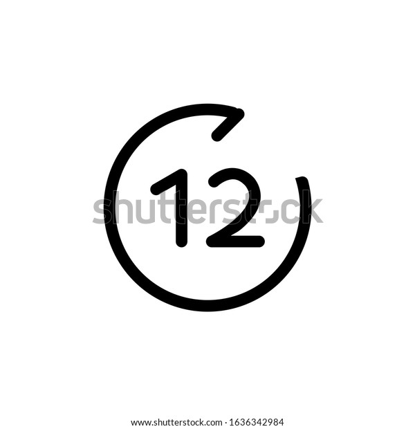 12 Hours Time Icon Set Outline: vector de stock (libre de regalías ...