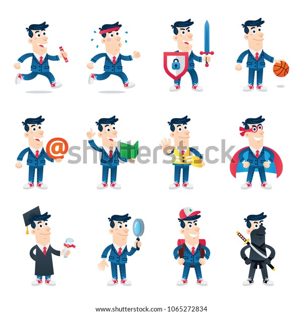 12 Miscellaneous Funny Mascot Poses Vector Stock Vector (Royalty Free ...