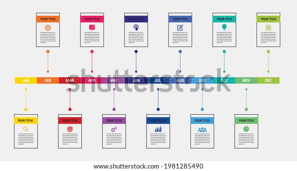 12 Months 1 Year Timeline Infographic Stock Vector (Royalty Free ...