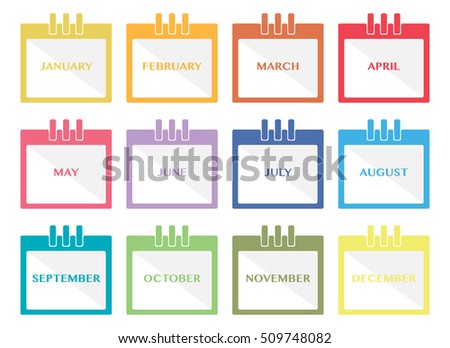 12 Months Calendar Flat Icon Stock Vector (Royalty Free) 509748082 ...