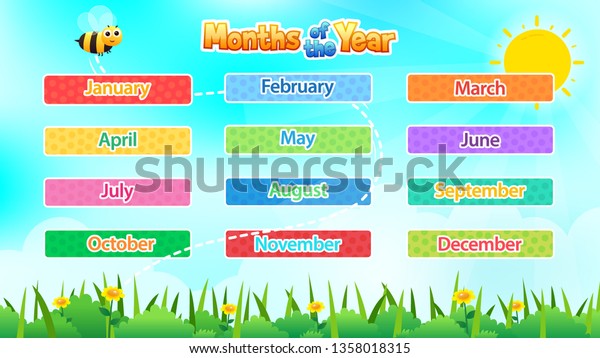 12 Months Year Cute Illustration Months Stock Vector (Royalty Free ...