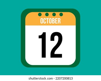 12 October Orange Calendar Vector October Stock Vector (Royalty Free ...