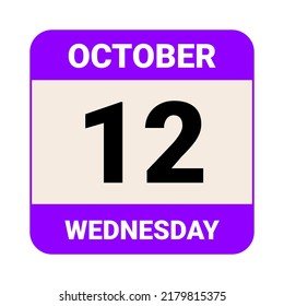 12 October Wednesday Date Template Useful Stock Vector (Royalty Free ...