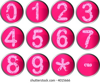 12 Pink Number Buttons Silver Metallic Stock Vector (Royalty Free ...