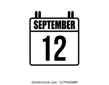 12 September Calendar Simple Calendar Page Stock Vector (Royalty Free ...
