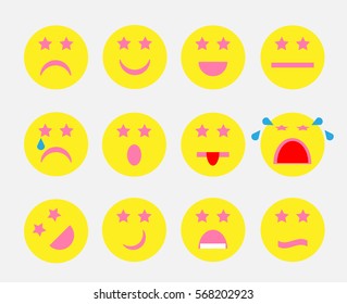 Cartoon Freaky Faces Smiley Emoticons Set 스톡 벡터(로열티 프리) 217274056 ...