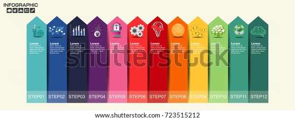 12 Steps Icons Infographic Templates Business Stock Vector (Royalty ...