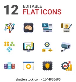 12 System Flat Icons Set Isolated Stock Vector (Royalty Free ...