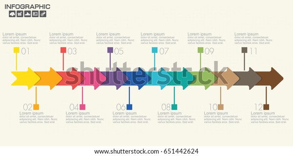 12 Timeline Arrow Infographics Template 10 Stock Vector (Royalty Free ...