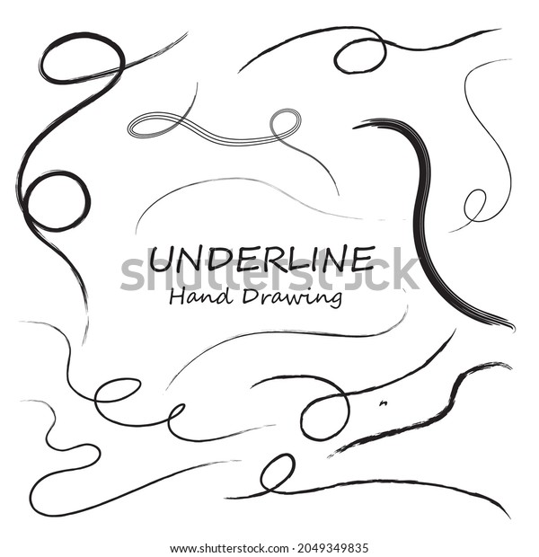 12 Underline Drawing Hand Pen Brush Stock Vector (Royalty Free ...