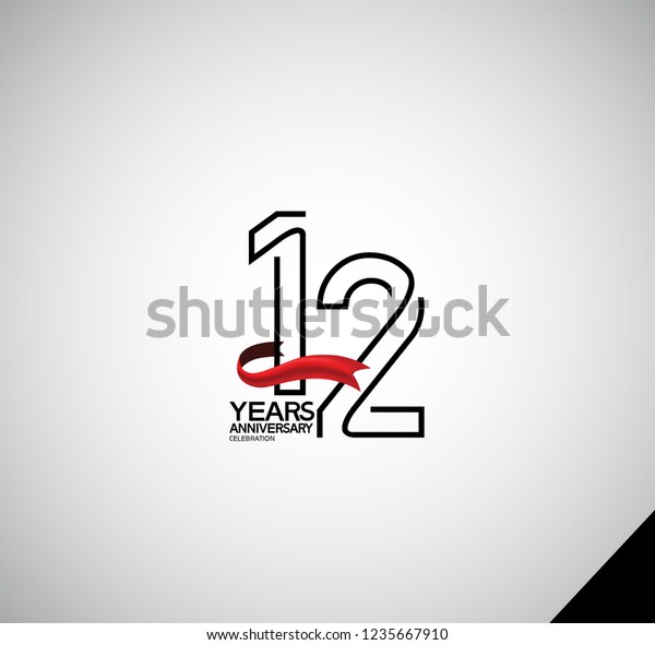 12 Years Anniversary Simple Design Red Stock Vector (Royalty Free ...