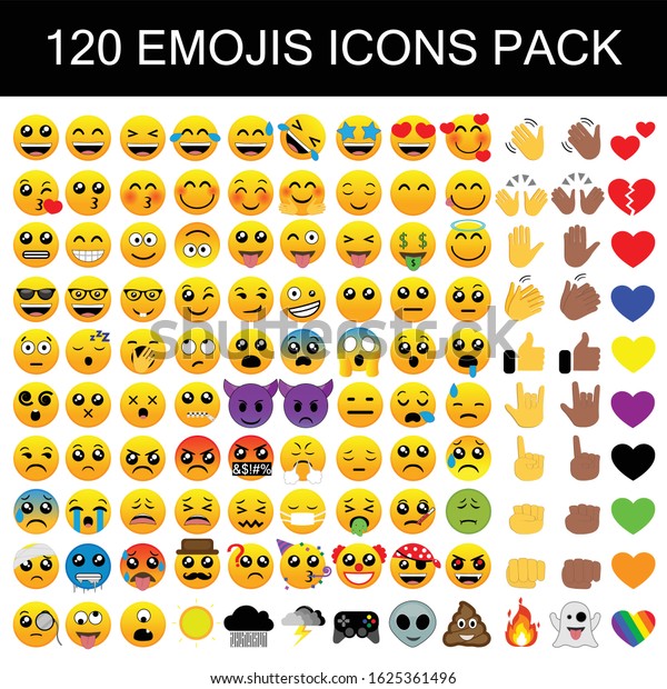 120 Emojis Pack Icons Pixel Perfect: Stock-Vektorgrafik (Lizenzfrei ...