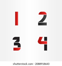 1234 Numbers Red Black Stencil Digit Stock Vector (Royalty Free) 2088918643