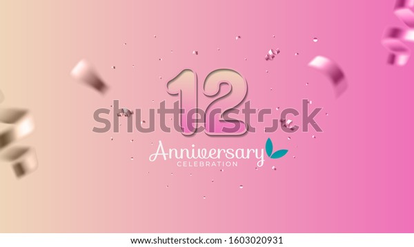 12th Anniversary Gradient Pink Yellow Numbers Stock Vector (Royalty ...