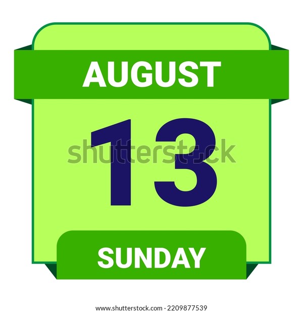 13 August Sunday Date Template Useful Stock Vector (Royalty Free ...