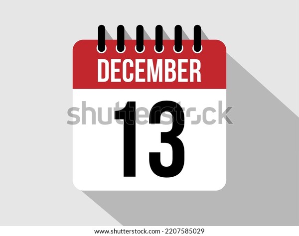 13 December Calendar Vector Icon Red Stock Vector (Royalty Free ...