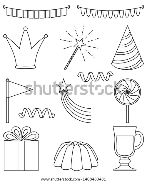 13 Line Art Black White Party Stock Vector (Royalty Free) 1408483481 ...