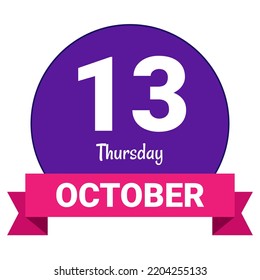 13 October Thursday Date Template Useful Stock Vector (Royalty Free ...