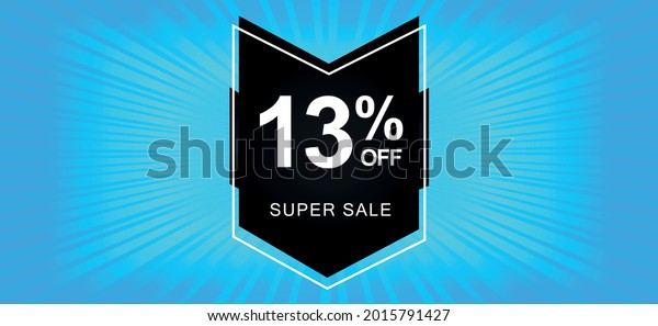 13 Off Blue Banner Thirteen Percent Stock Vector (Royalty Free ...