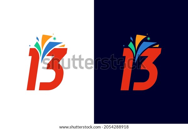 13 Year Anniversary Firework Logo Design Stock Vector (Royalty Free ...