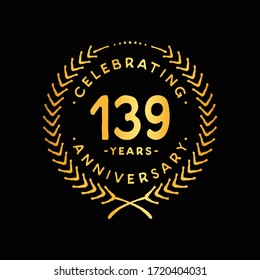 139 Years Design Template 139th Logo Stock Vector (Royalty Free ...